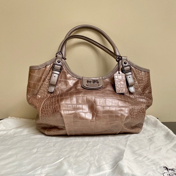 Coach | Bags | Coach Madison Abigail Croc Embossed Shoulder Bag | Poshmark